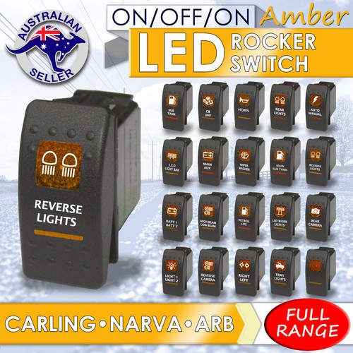 Rocker Switch ARB Carling Style dual backlit amber LED ON-OFF-ON | eBay ...