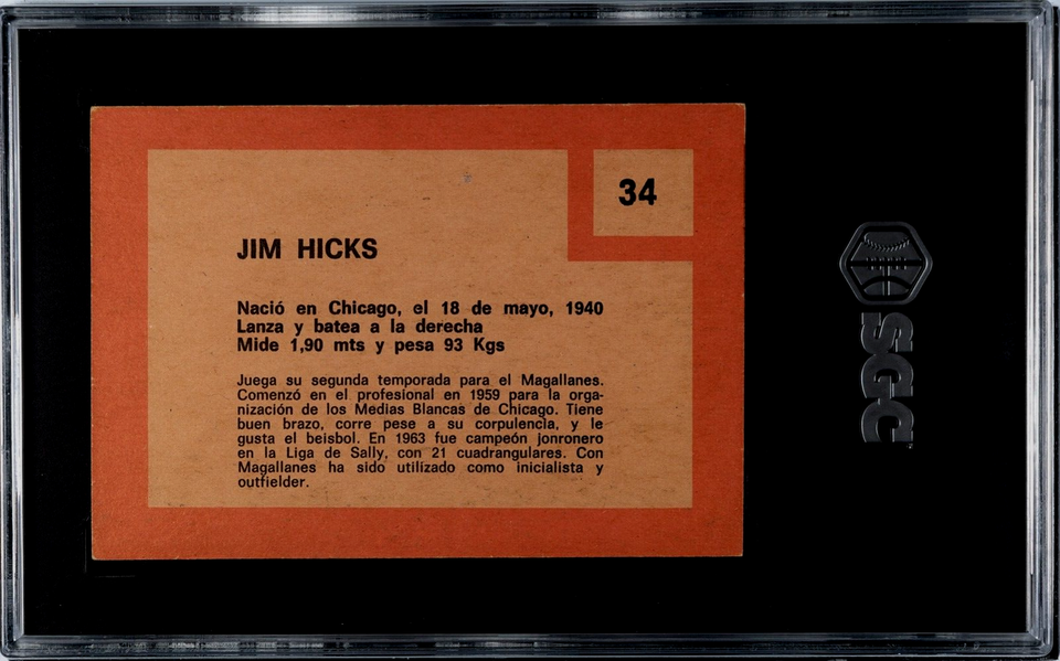 1967 Topps Venezuelan #34 Jim Hicks Magallanes Venezuela SGC 6 White ...