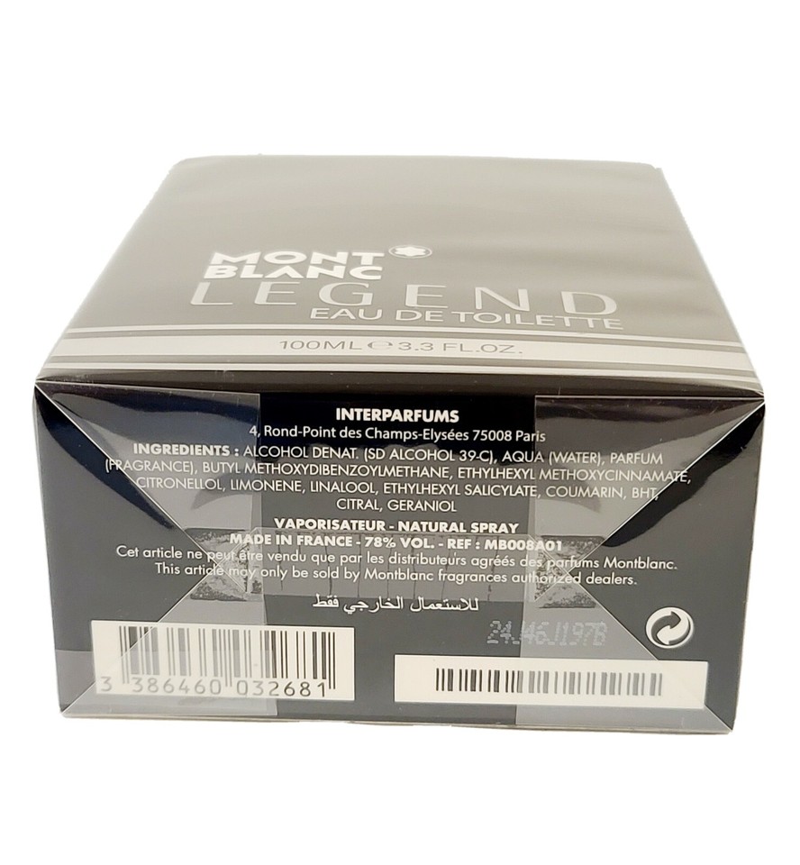 Mont Blanc Legend 3.4oz Men's Eau de Toilette Spray 3386460032681 | eBay