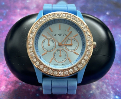 Geneva Rhinestone Baby Blue Watch | eBay