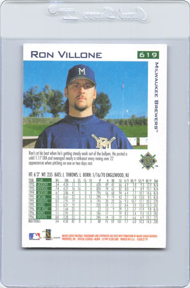 1997 Fleer #619 Ron Villone Brewers Signed Auto *K1578 | eBay