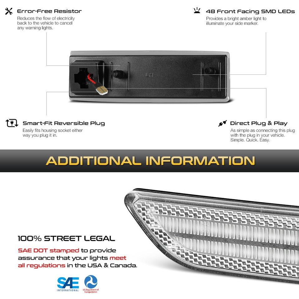 Chrome LED Sequential Turn Signal Lamps Corner For S10 Blazer S15 Jimmy ...