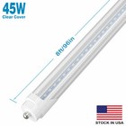 8FT LED Tube Light 45W 50W 72W 6500K T8 Single Pin 8 Foot LED Shop ...