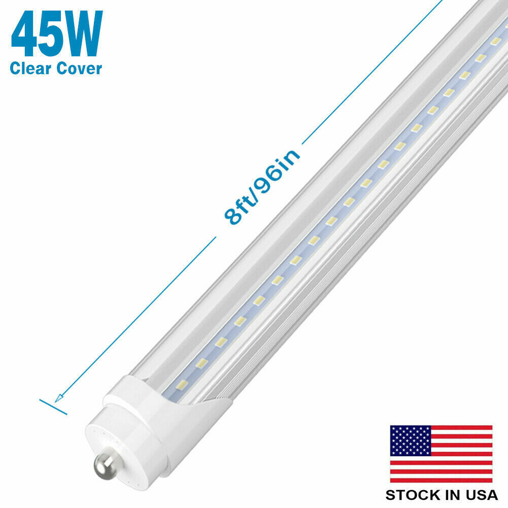 8FT LED Tube Light 45W 50W 72W 6500K T8 Single Pin 8 Foot LED Shop ...