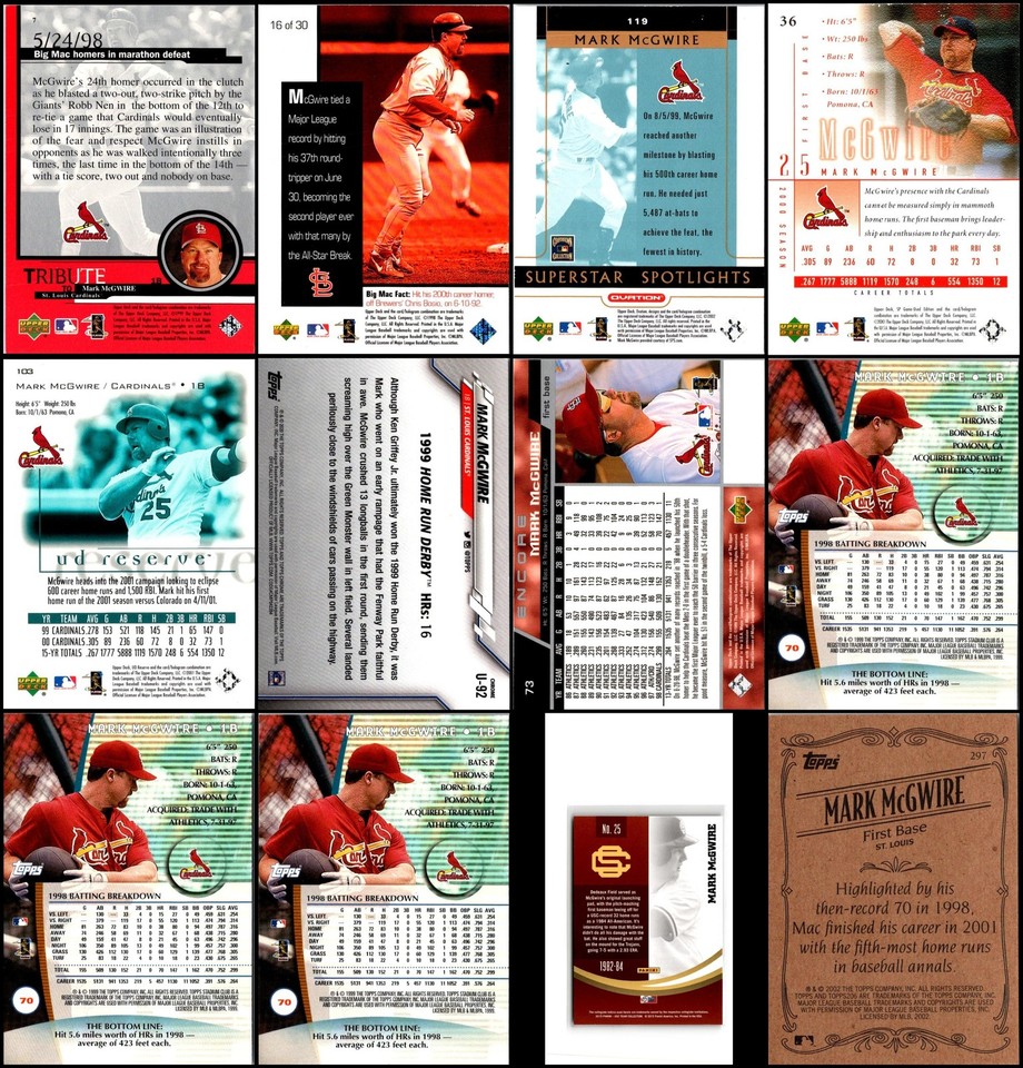 Mark McGwire St. Louis Cardinals (49) Card Lot - BRING HOME SOMETHING ...