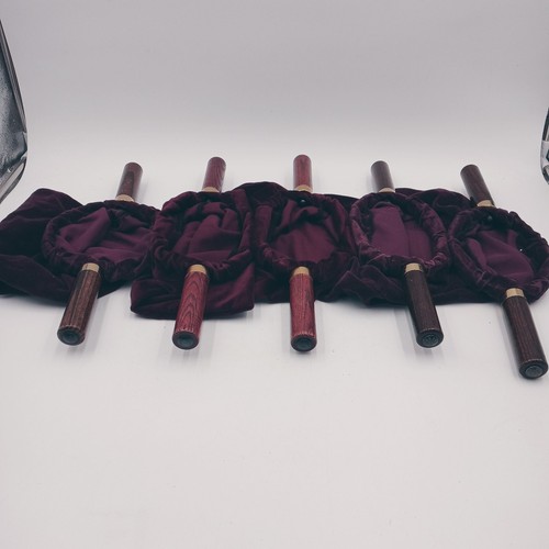 5 Burgundy Velvet Church Offering Collection Bags w/Double Wood Handles ...