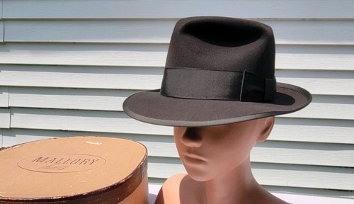 VTG 40s-50s dark brown Mallory fedora.Great conditions w/original box ...