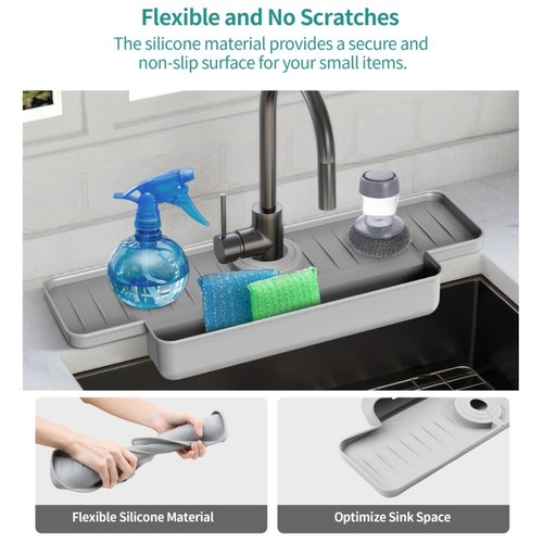with Storage Rack Silicone Splash Guard Water Catcher Tray Bathroom ...