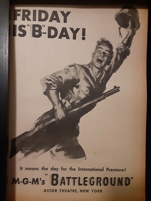 Battleground 1949 MGM International Rare Original Promo Poster Ad ...