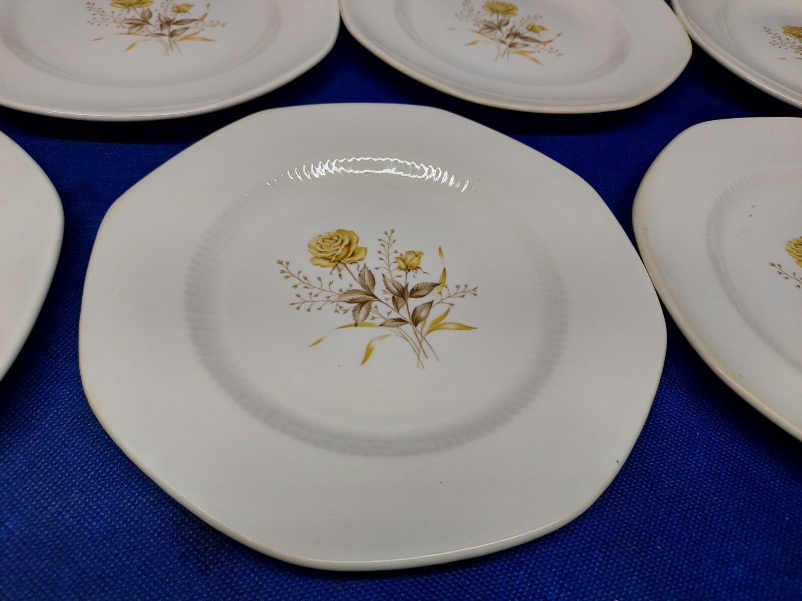 Vintage Sabin China American Ironstone Yellow Rose Set/7 Salad Plates ...