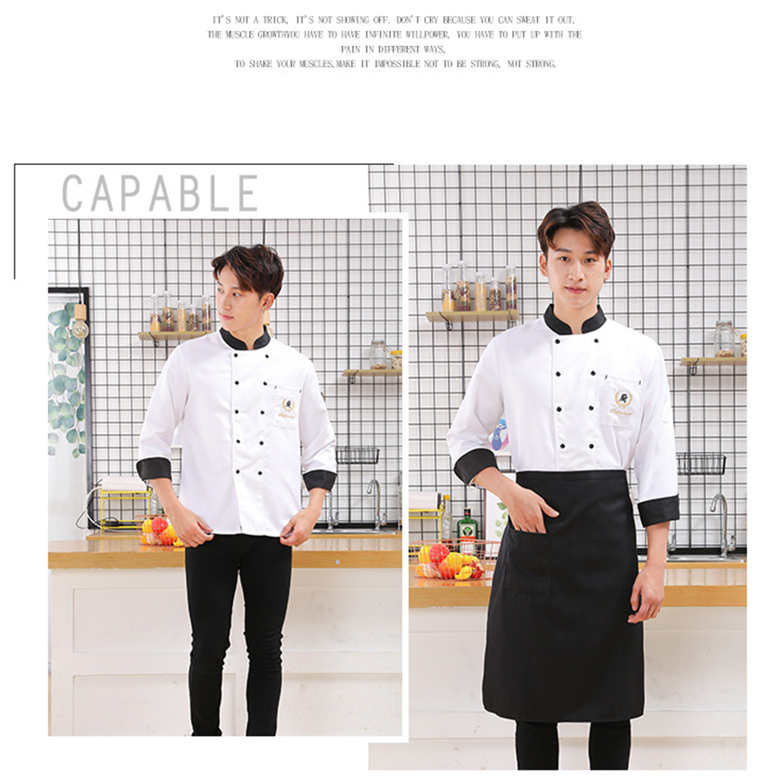Catering Uniform Solid Color Cooking Clothes Pocket Buttons Chef Top ...