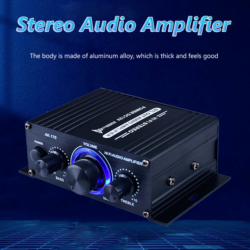 400W 12V 2.1Channel Powerful Stereo Audio Power Amplifier HiFi Bass Amp ...