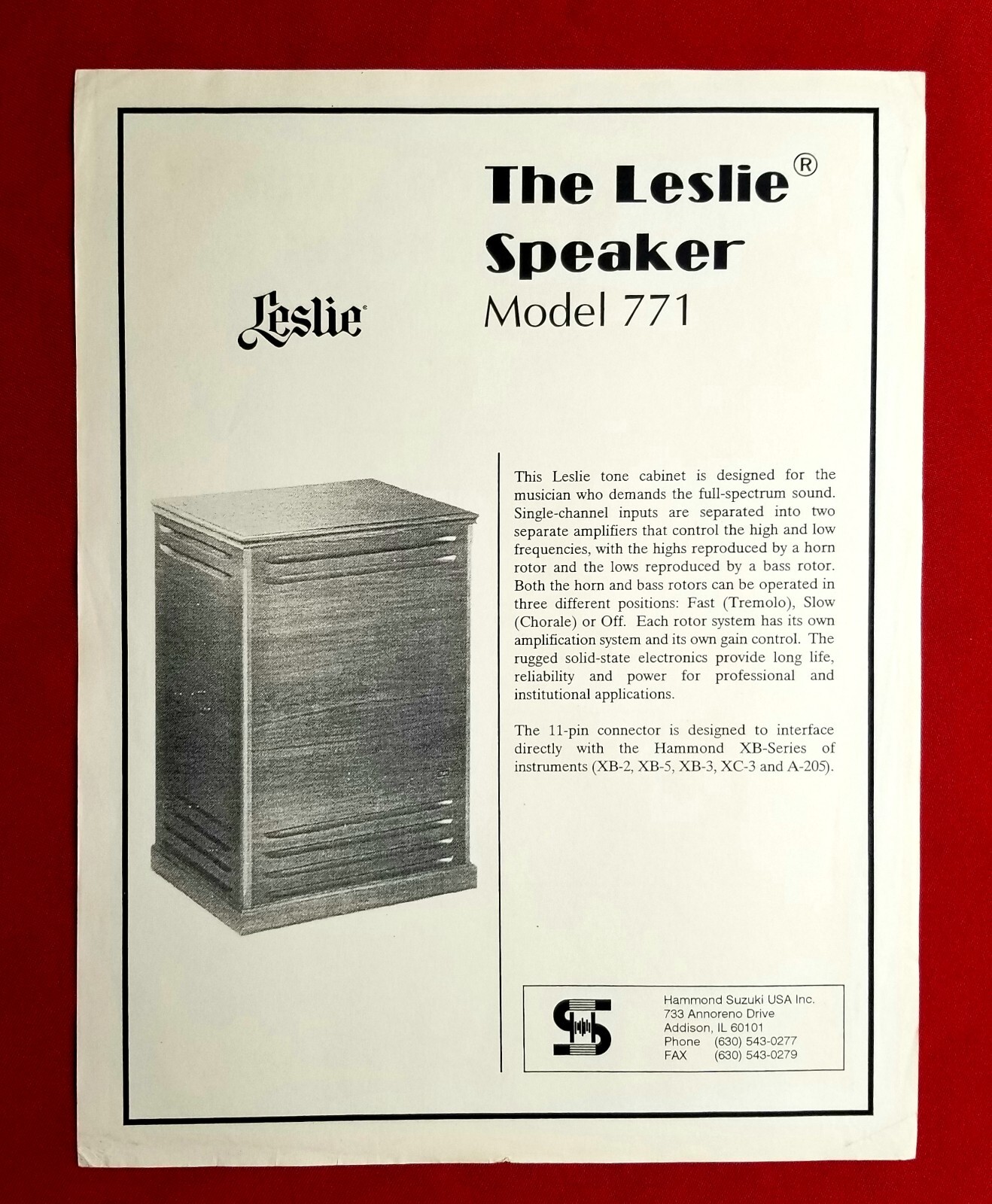 🔊 The Leslie Speaker Model 771 Dealer Sheet Brochure Designed for ...