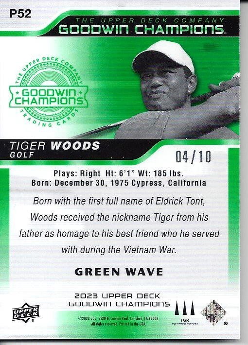 TIGER WOODS 2023 GOODWIN CHAMPIONS PLATINUM GREEN WAVE #ED 4/10 | eBay