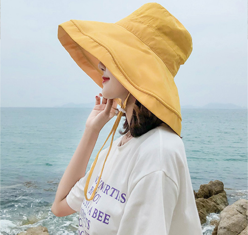 Women Wide Brim Fisherman Hat Beach Bucket Summer Foldable Cap Sun ...