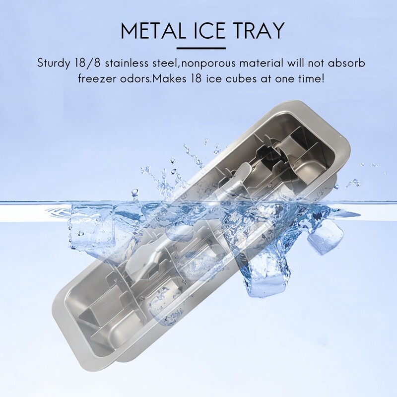 Lever- Ice Tray, 2 in 1 Stainless Steel Ice Making Mold and Ice Cracker ...