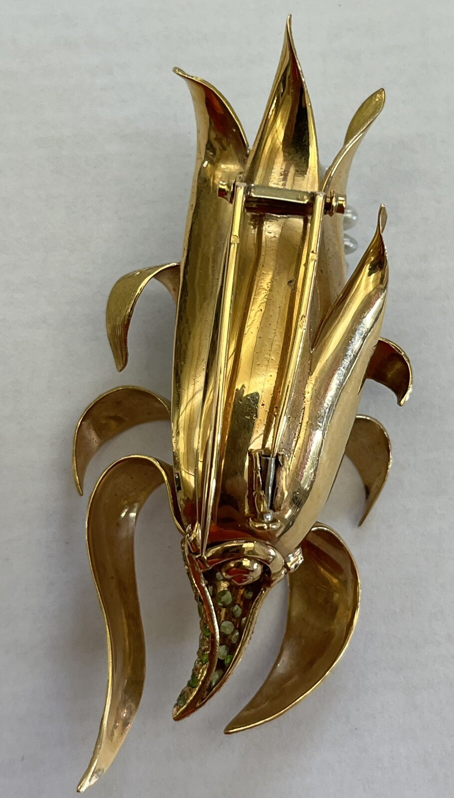 ANTIQUE FRENCH 18K YELLOW GOLD PEARLS PERIDOT CORN BR… - Gem