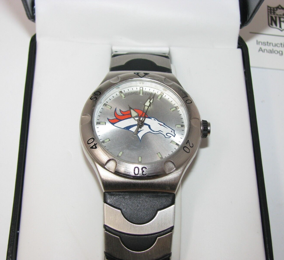Game Time Watch DENVER BRONCOS NFL Licensed Silver/Black band NOS | eBay