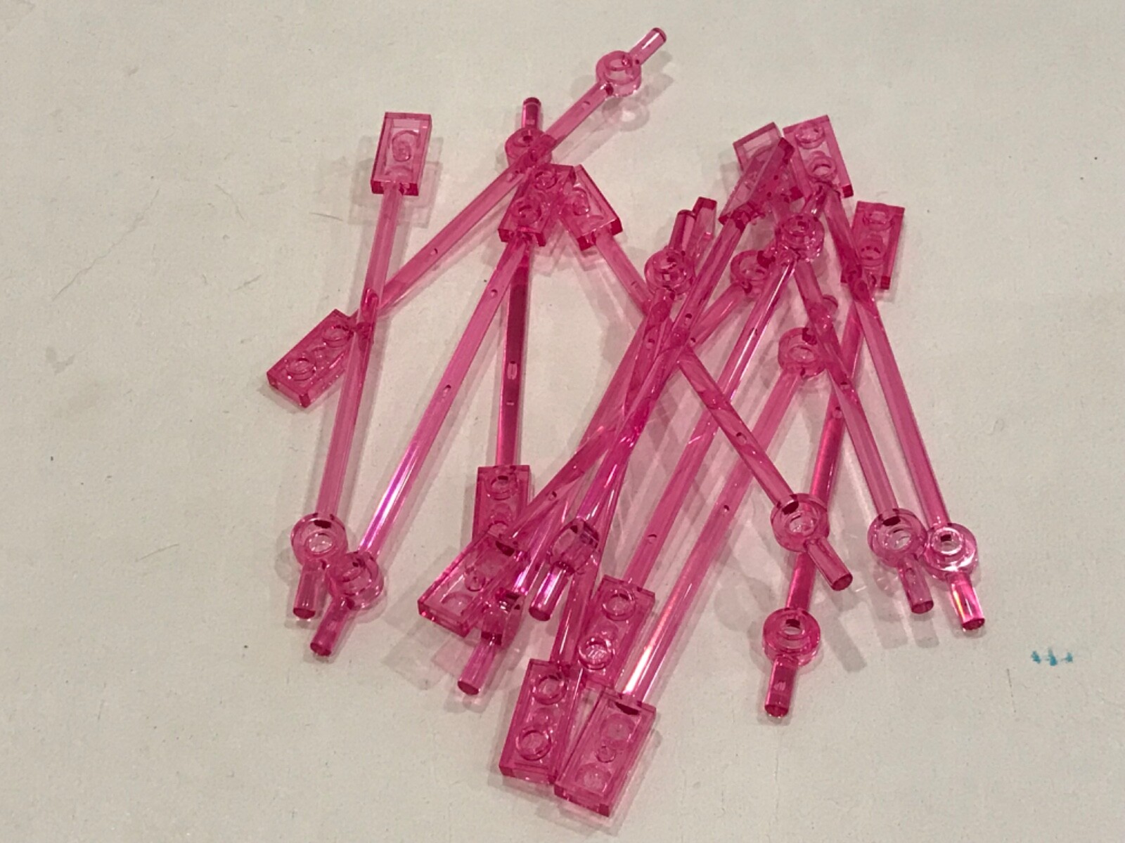 Lego Bar 1x2 Plate and 1x1 Round Plate End 49546 99784 Trans dark pink ...