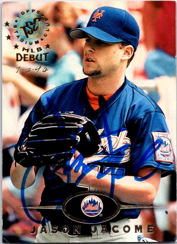 Jason Jacome signed baseball card (New York Mets) 1995 Topps Stadium ...