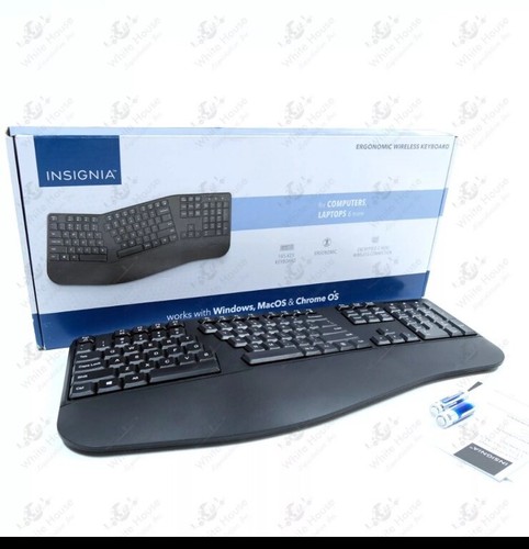 Insignia - Full-Size Wireless Ergonomic Membrane Keyboard - Black | eBay
