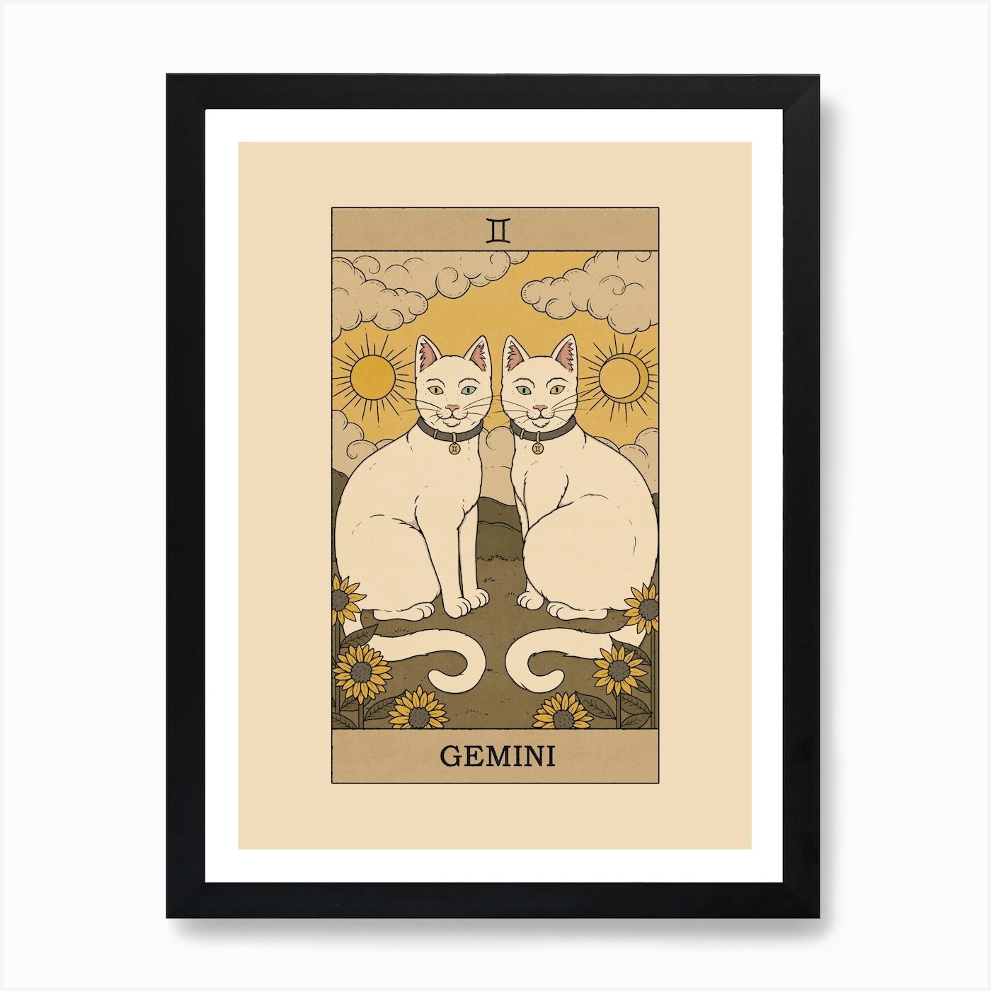 Gemini Cat Art Print Framed Wall Art Poster Canvas Print Picture [A3 ...