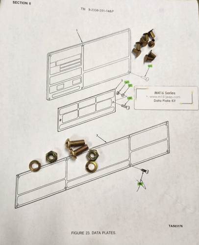 M416 M762 Trailer - Data plates- Hardware Kit | eBay