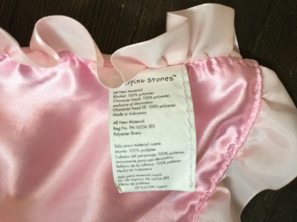 Stepping Stones Baby Lovey Pink Plush Teddy Bear Satin Ruffle Trim ...