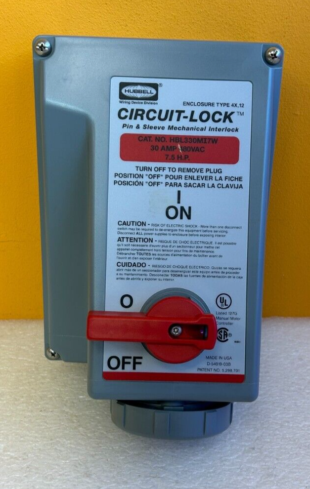 Hubbell HBL330MI7W 480 VAC, Circuit-Lock Pin & Sleeve Disconnect Switch ...