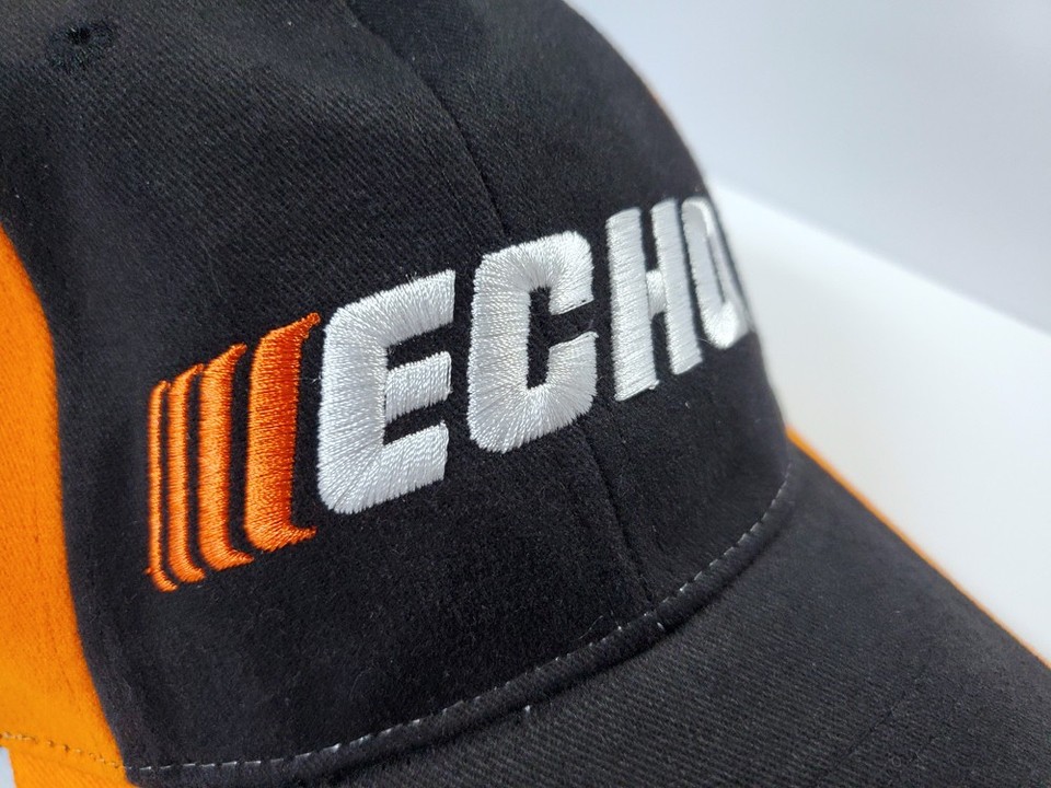 ECHO CHAINSAW Logo Black Orange Embroidered Adjustable Strap Hat Cap | eBay