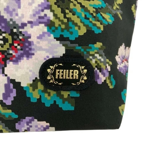 Used Feiler Tote Bag Mini Nylon Br Logo Floral Black Vector Clothing 250730 | eBay