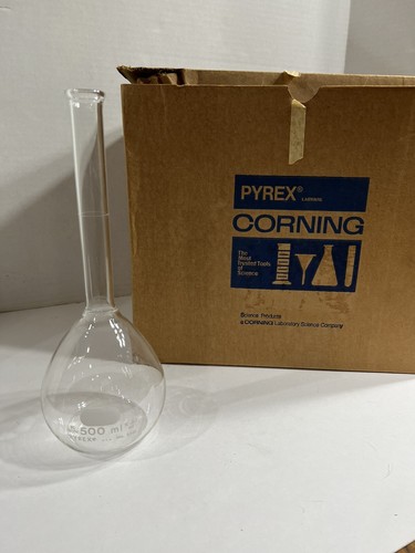 6 Pyrex Glass LAB CORNING BEAKERS NEW Reciever 500 ML IN ORIGINAL BOX ...