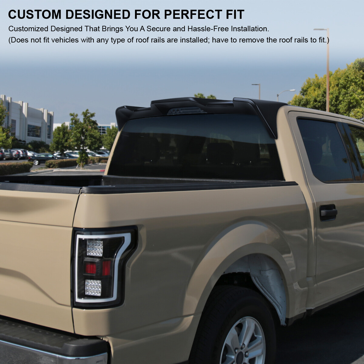 Fits 2015-2020 Ford F150 F-150 Matte Black Rear Window Roof Spoiler Cab ...