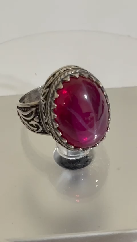 Elegant Men Silver 925 Ring Genuine Star Ruby Stone Handmade Design ياقوت نجمي | eBay
