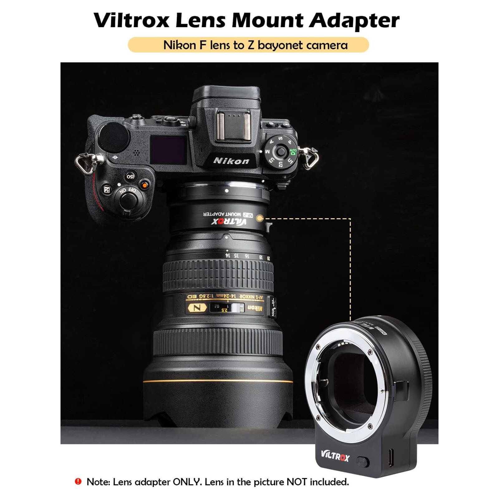 VILTROX NF-Z Auto-Focus Lens Adapter Ring for Nikon F Lens to Z Mount ...