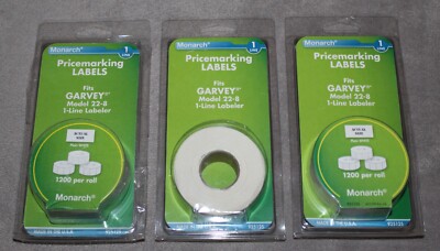 9 Rolls Monarch Pricemarking Labels Garvey Model 22-8 1-Line Labeler ...