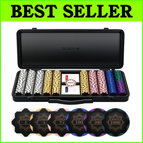 Premium 500 PCS Poker Chip Set - German Polycarbonate Case & Art Deco ...