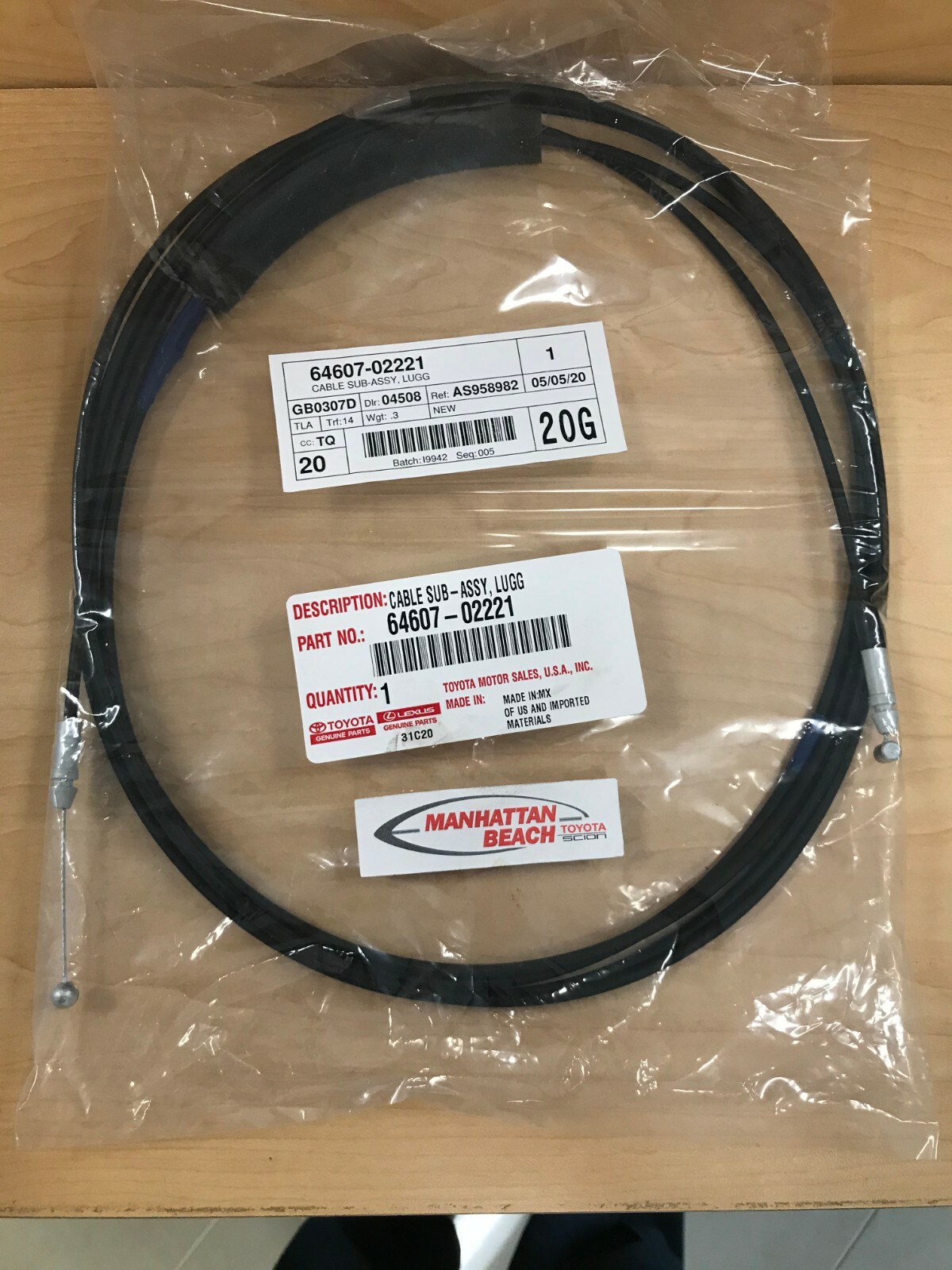 10-13 COROLLA (NAP) POWER TRUNK LOCK LATCH RELEASE CABLE GENUINE TOYOTA ...