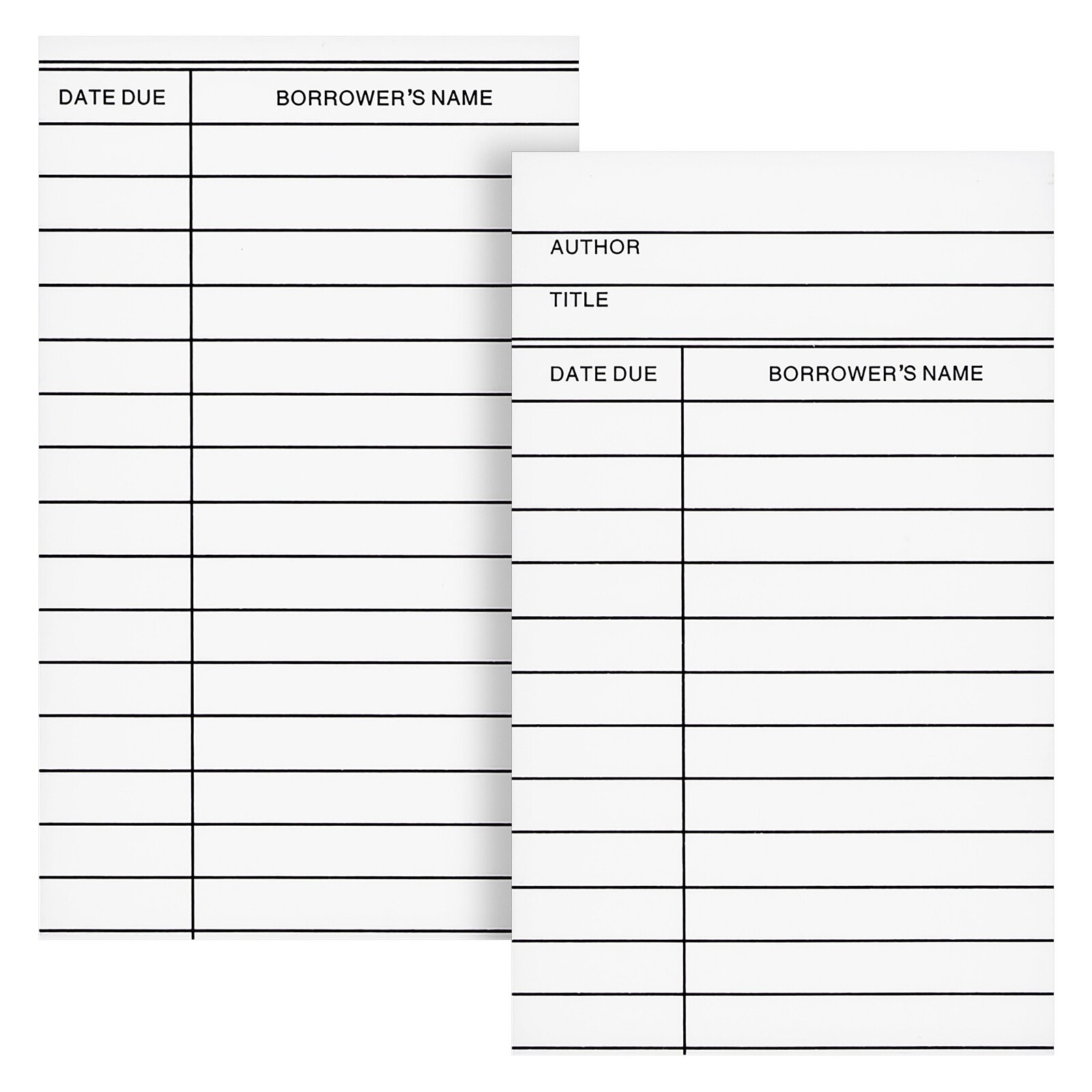 200 Pc Set of 100 Library Card Pockets, 100 Due Date Cards, Self ...