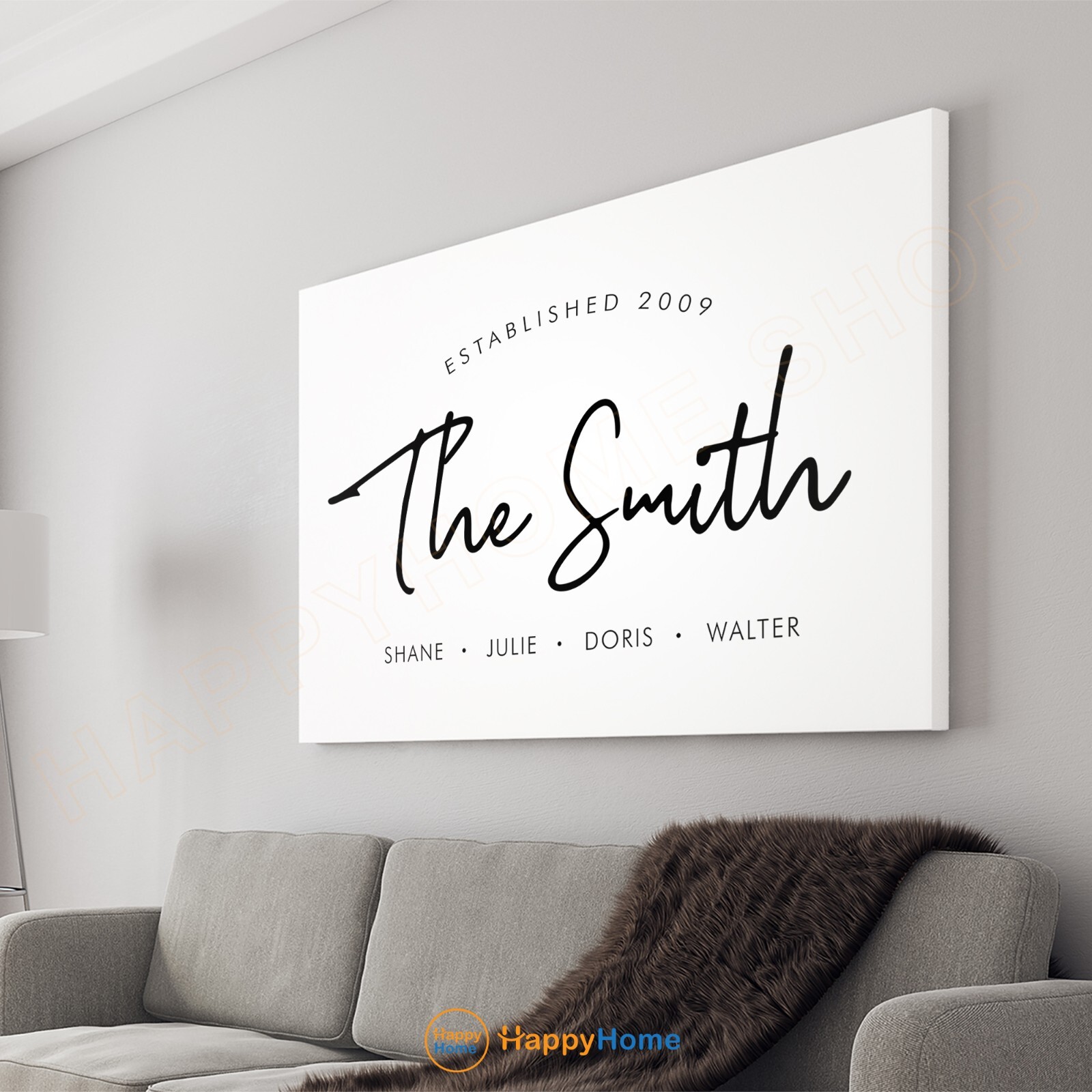 Personalized Family Name Sign Custom Established Monogram Print Room ...