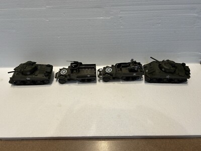 Lot Of 4 WWII Military Vehicles-1:32 2-Sherman Tanks 2-Half Tracks, 1 W ...