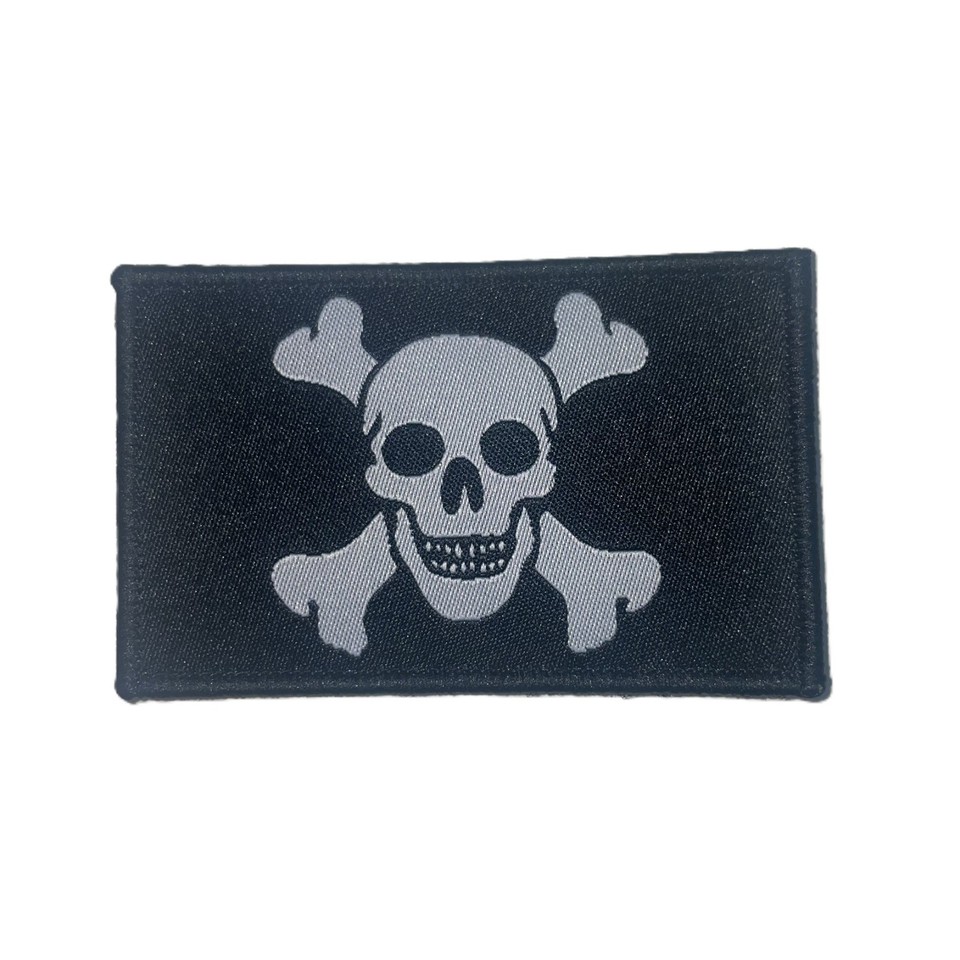 Pirate Flag Tactical Morale Patch 3x2 Inch Hook And Loop Backing Woven ...