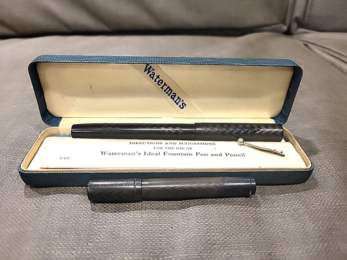 1920s WATERMAN USA Ideal Model 52 Black Ripple Fountain Pen Safety Pen ...