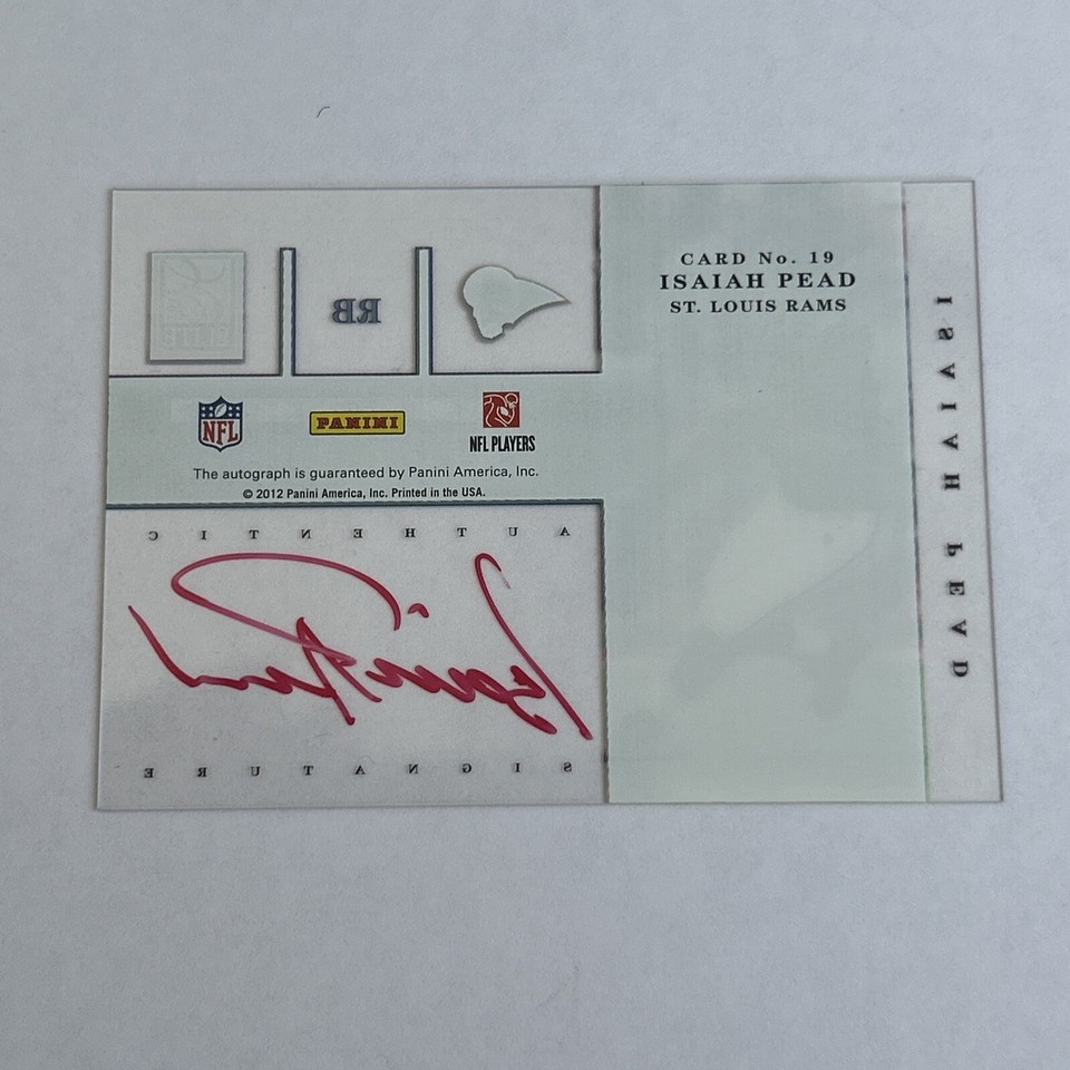 2012 Panini Elite Rookie Inscriptions Red Ink AUTO Isaiah Pead #19 RC ...