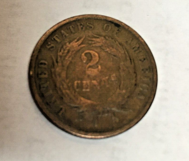 Two Cent 1865 copper piece coin Civil War coin | eBay