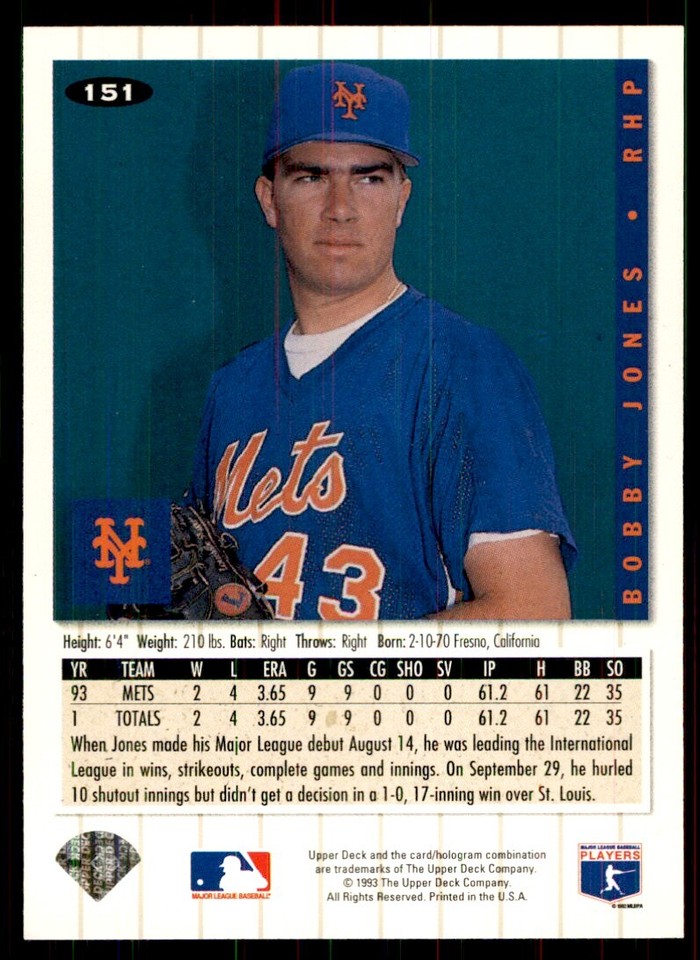 1994 Upper Deck Bobby Jones Baseball Cards #151 | eBay
