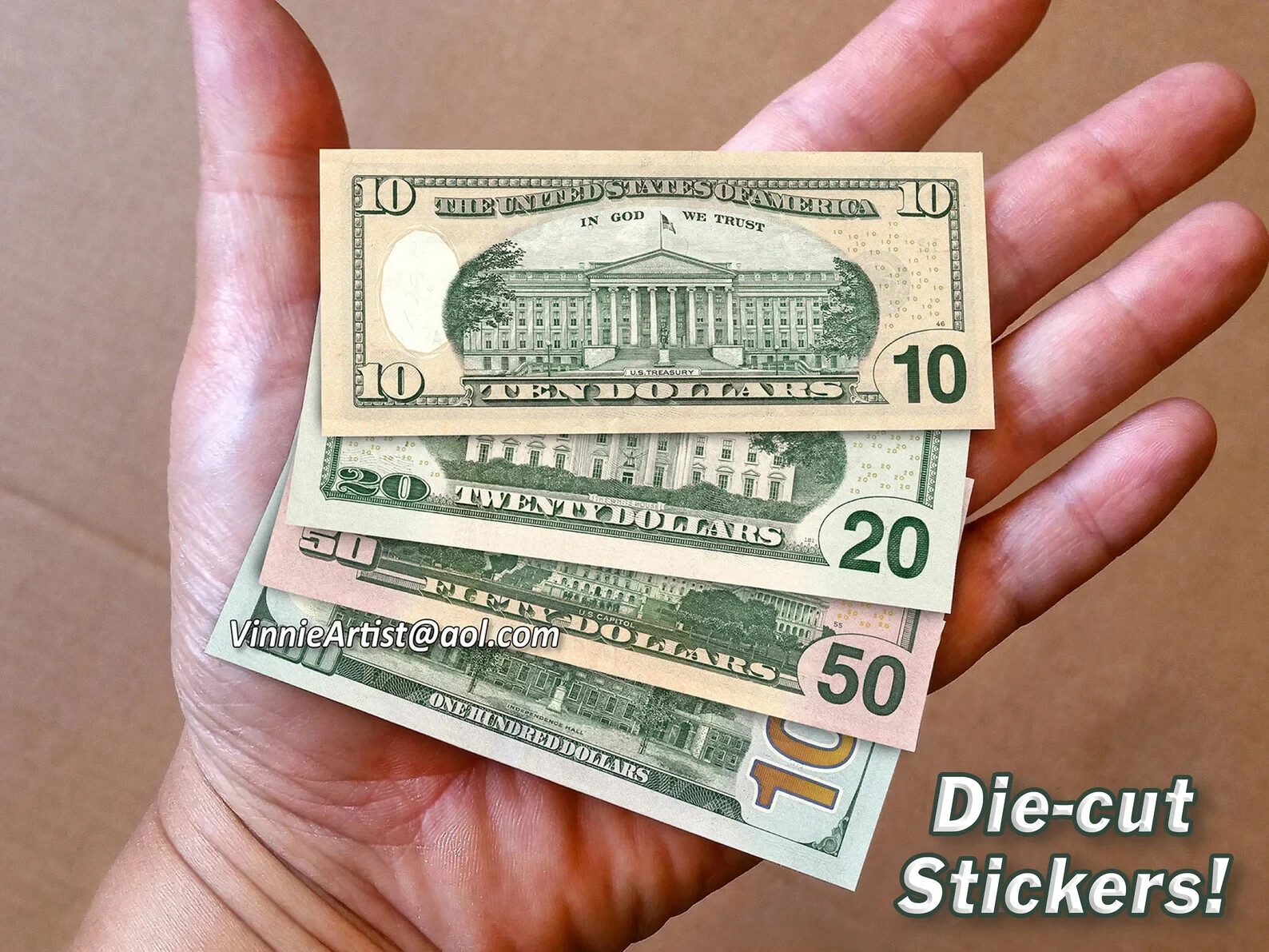 4x Small Money STICKERS Dollar Bills Back side Tiny Mini Cash Decal 10 ...