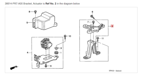 HONDA ACURA GENUINE OEM NSX Bracket, Actuator Auto Cruise ☆ 36614-PR7 ...