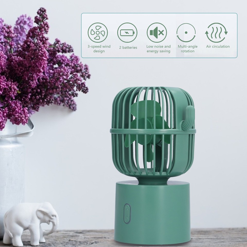 Mini Fan Cactus Shape Shaking Head Low Noise USB Charging Office ...