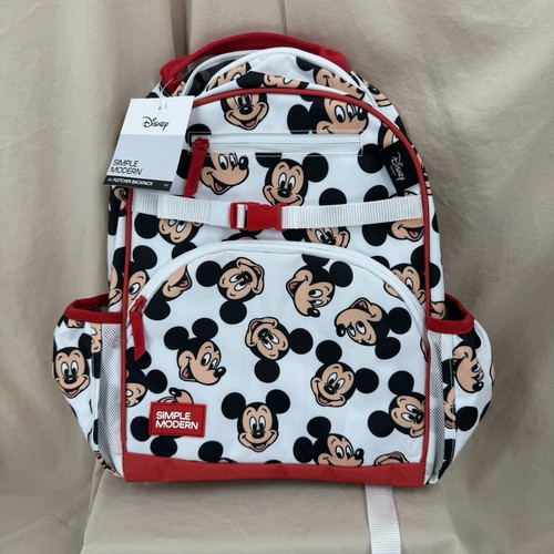 Mickey Mouse Disney Kids Backpack Simple Modern 12L Fletcher White Red ...